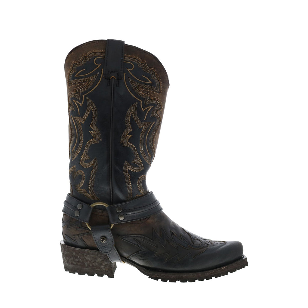 Stetson Outlaw Lug Bad Guy Biker Mens Brown Wide Cowboy Western Boots ...