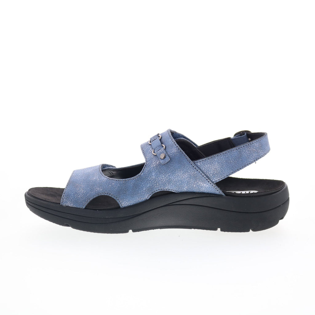 Drew Selina 17203-37 Womens Blue Leather Hook & Loop Slingback Sandals ...