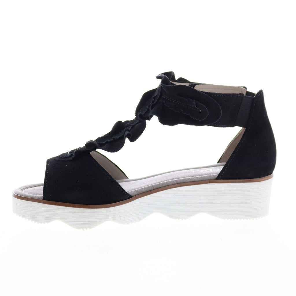 Gabor 21-613-17 Womens Black Suede Strap Sandals Shoes - Ruze Shoes