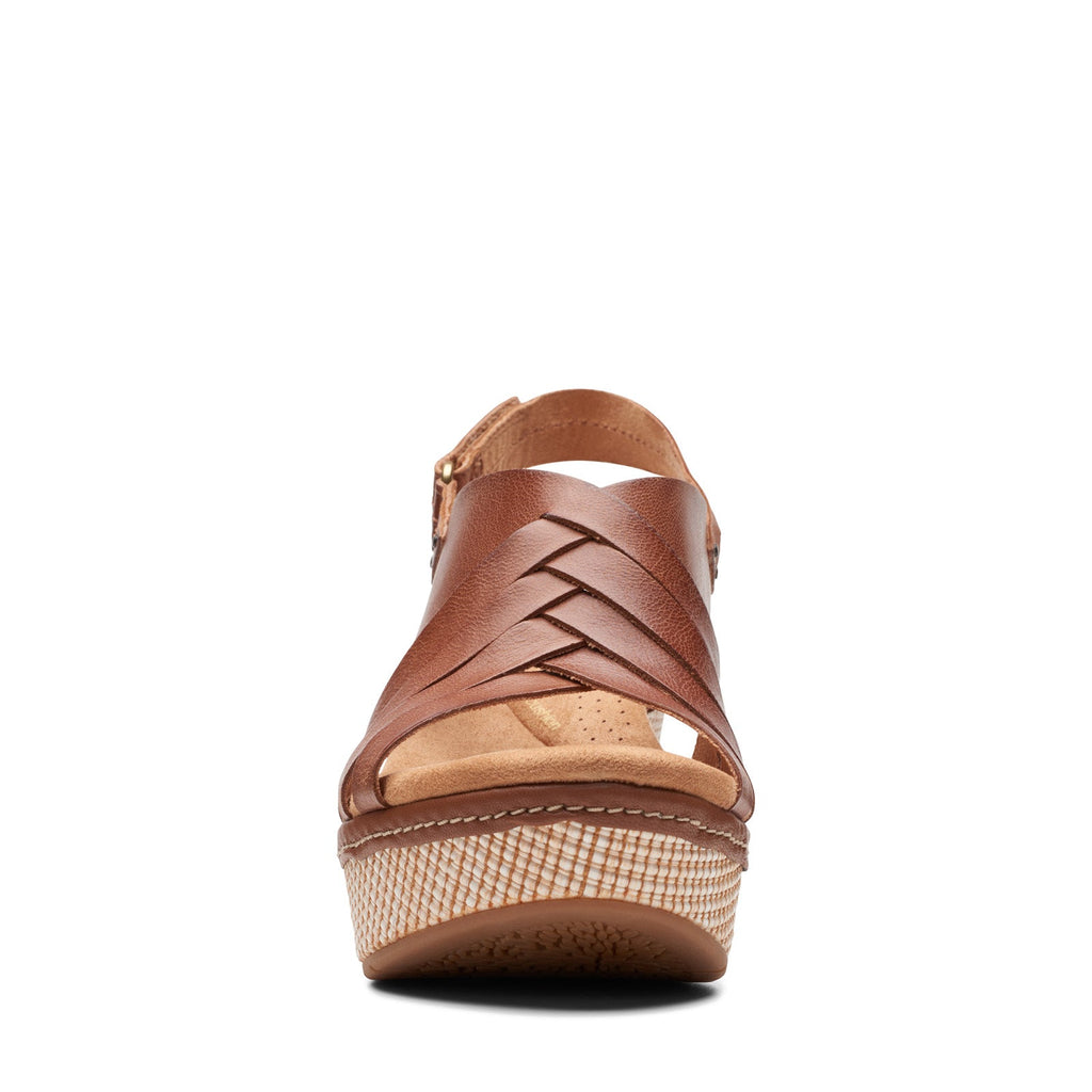Clarks Elleri Grace 26171533 Womens Brown Leather Strap Wedges Sandals ...
