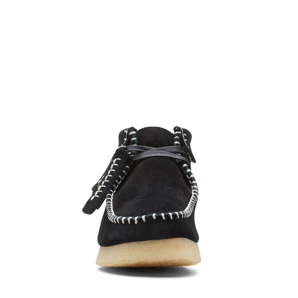 Clarks Wallabee Boot Stitch 26173225 Womens Black Suede Chukkas Boots ...