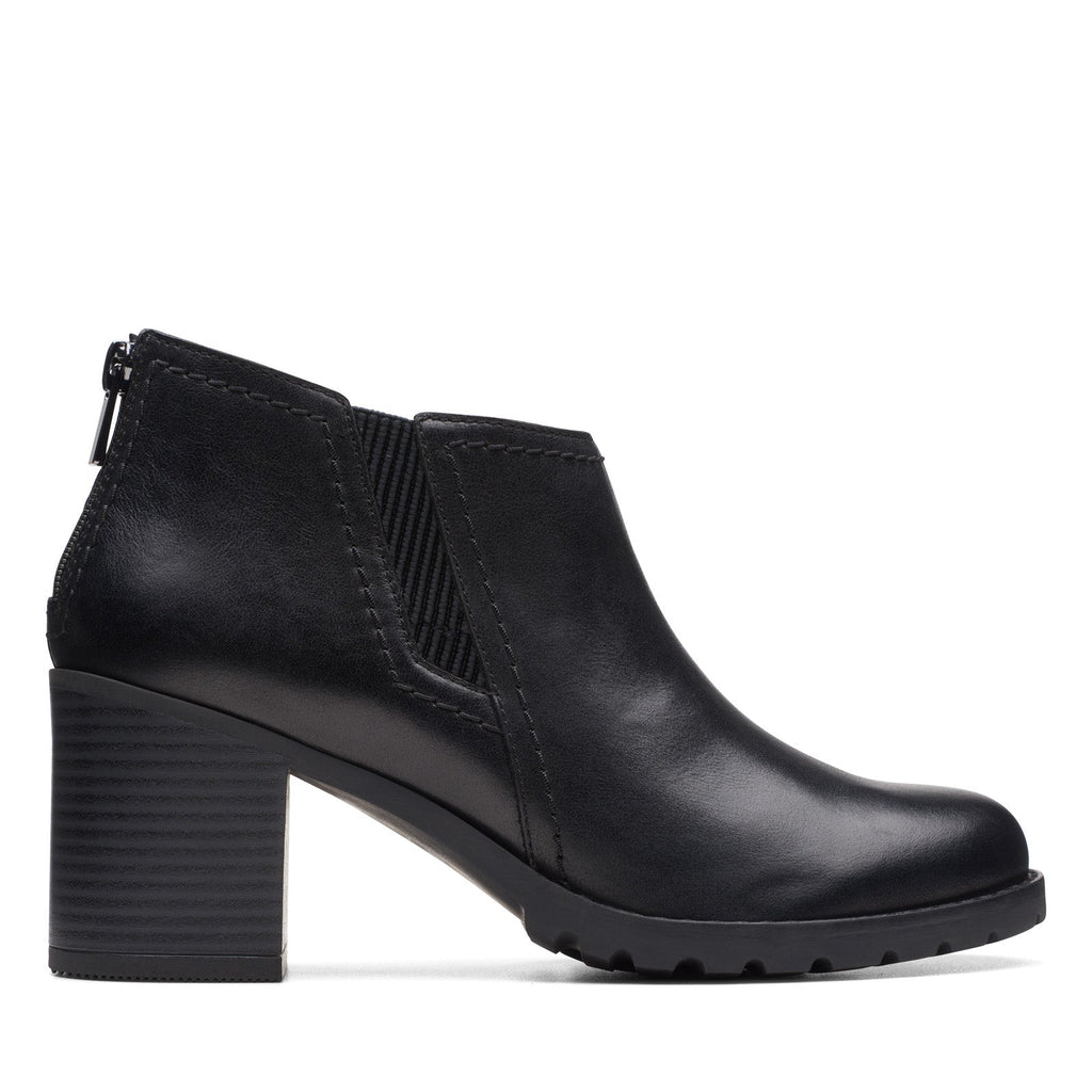 Clarks Leda Step 26174957 Womens Black Wide Leather Ankle & Booties Bo ...