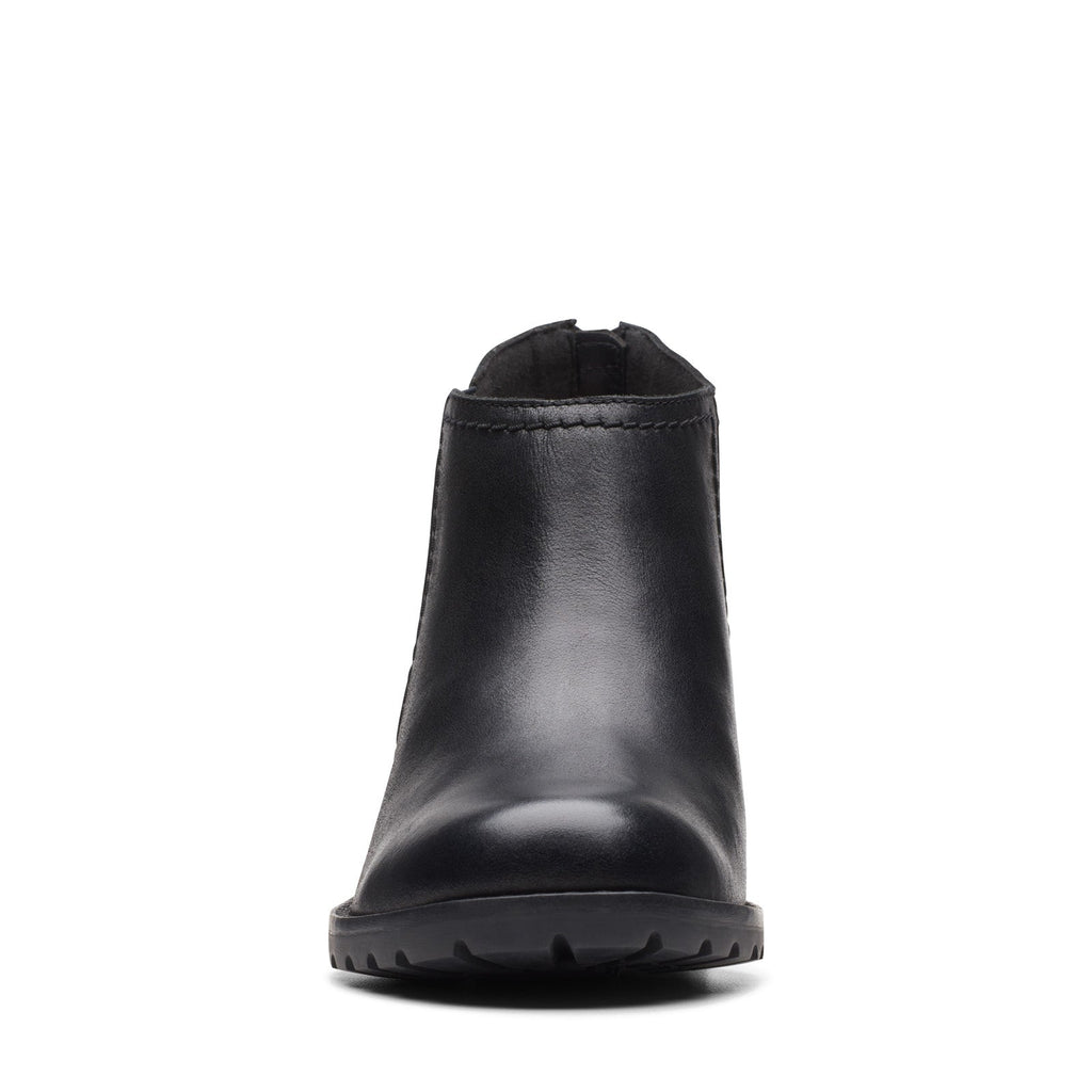 Clarks Leda Step 26174957 Womens Black Wide Leather Ankle & Booties Bo ...