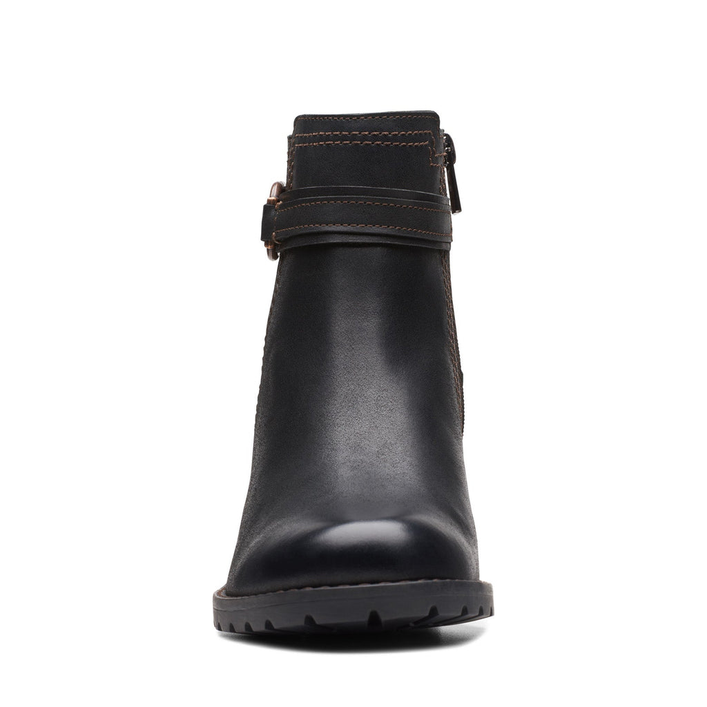 Clarks Leda Strap 26174959 Womens Black Leather Ankle & Booties Boots ...