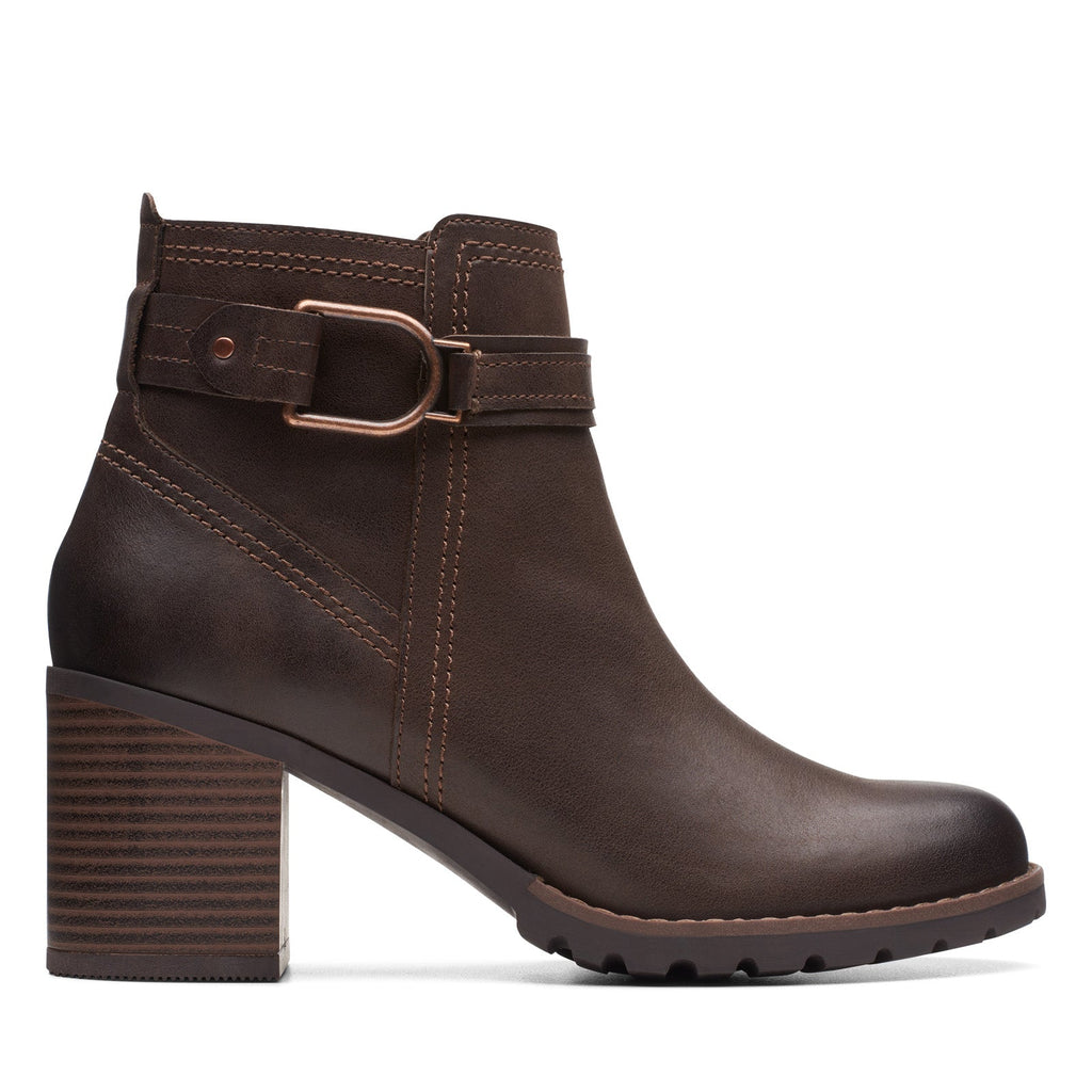 Clarks Leda Strap 26174960 Womens Brown Wide Leather Ankle & Booties B ...