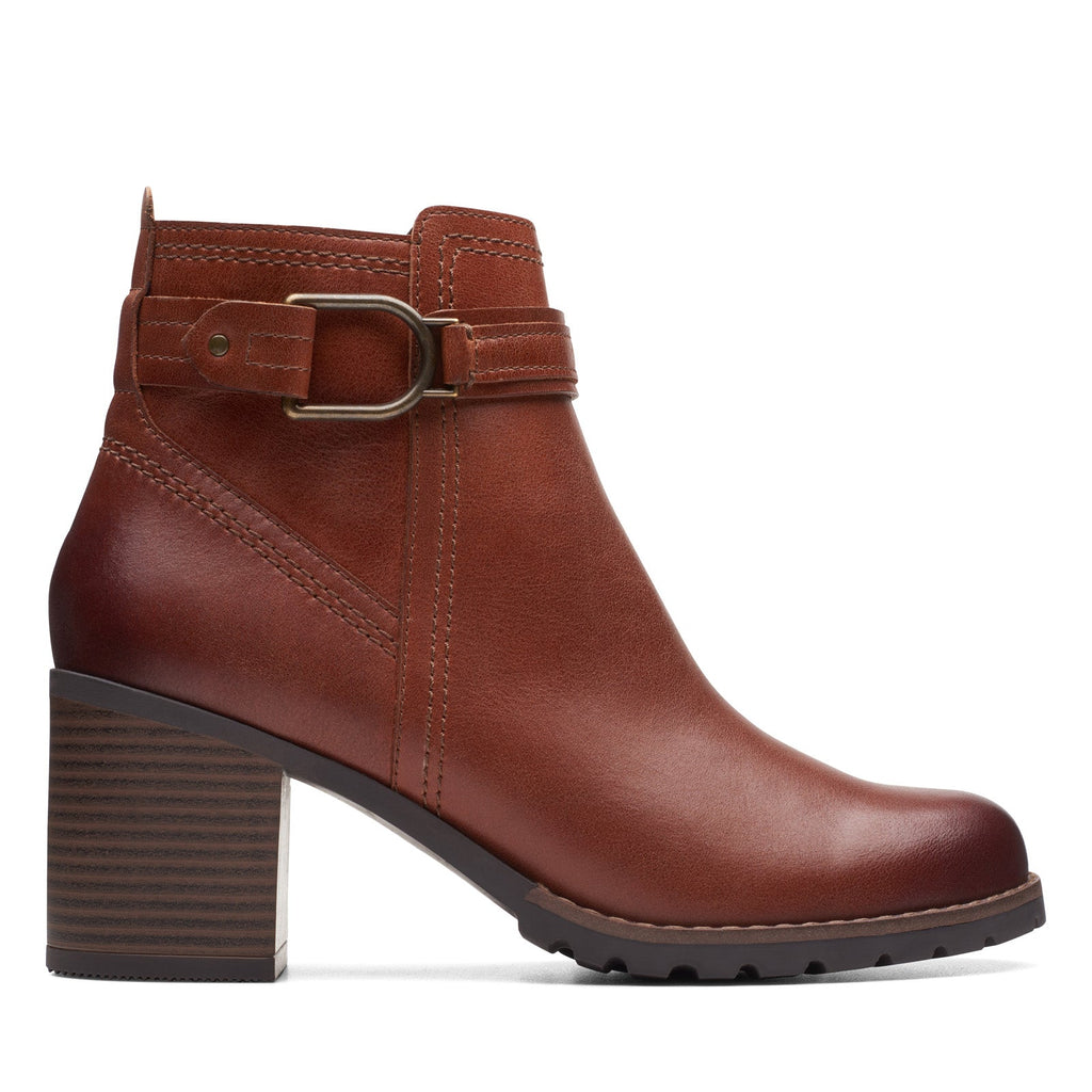 Clarks Leda Strap 26174961 Womens Brown Wide Leather Ankle & Booties B ...