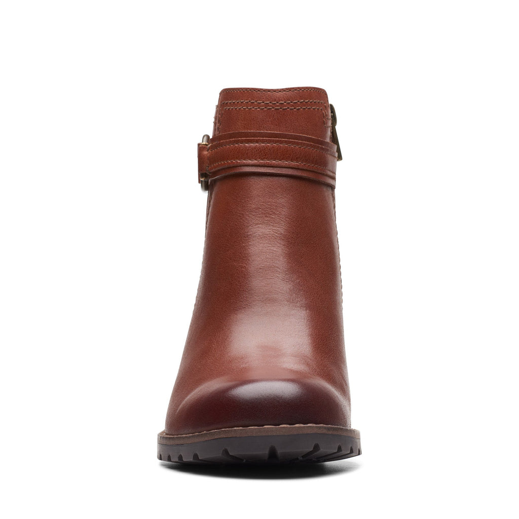 Clarks Leda Strap 26174961 Womens Brown Wide Leather Ankle & Booties B ...