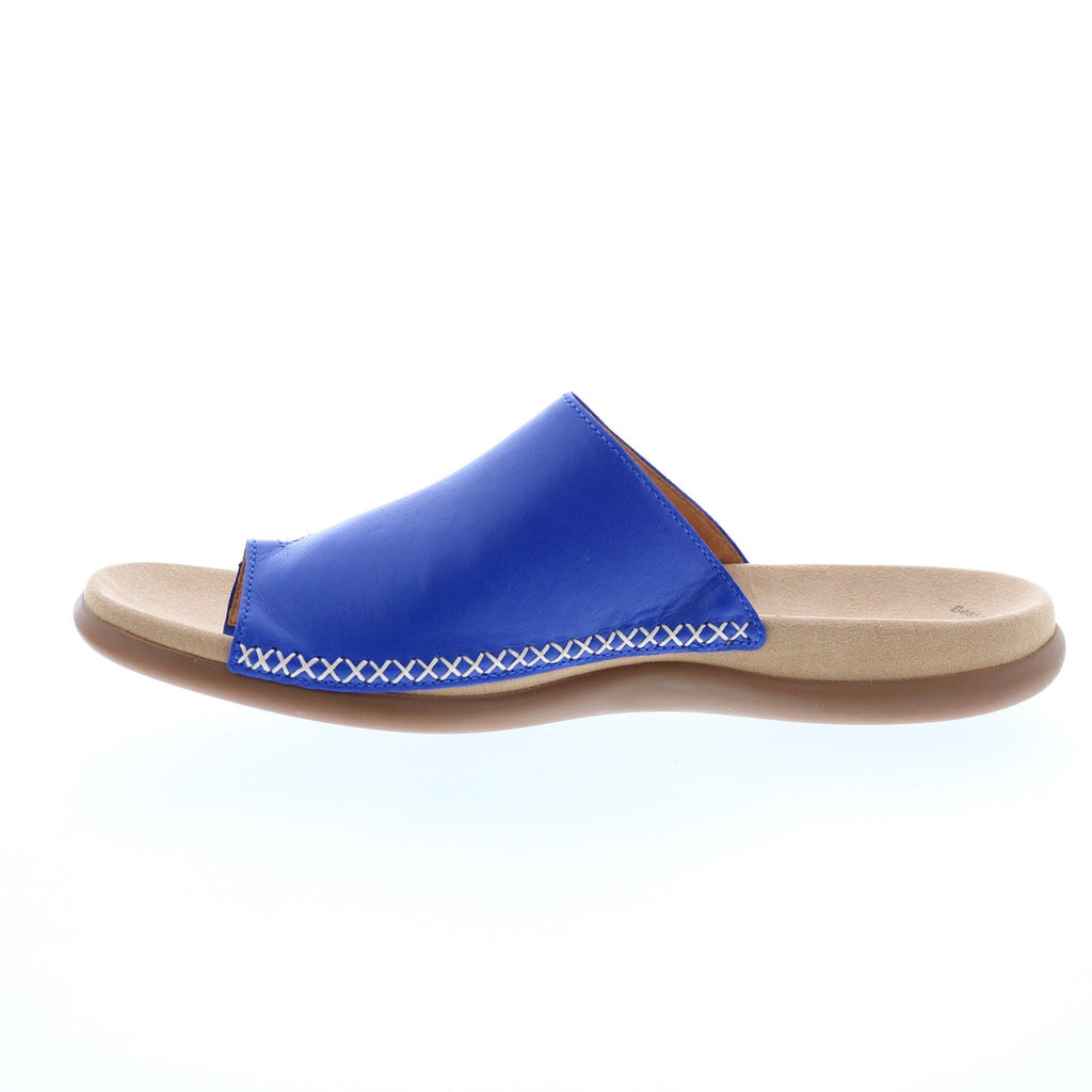 Gabor 43-700-26 Womens Blue Leather Slip On Slides Sandals Shoes - Ruze ...