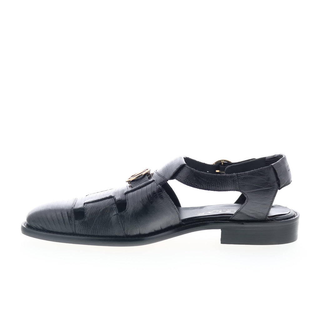 Mezlan Lizard Sandals 4920 Mens Black Leather Hook & Loop Sport Sandal ...