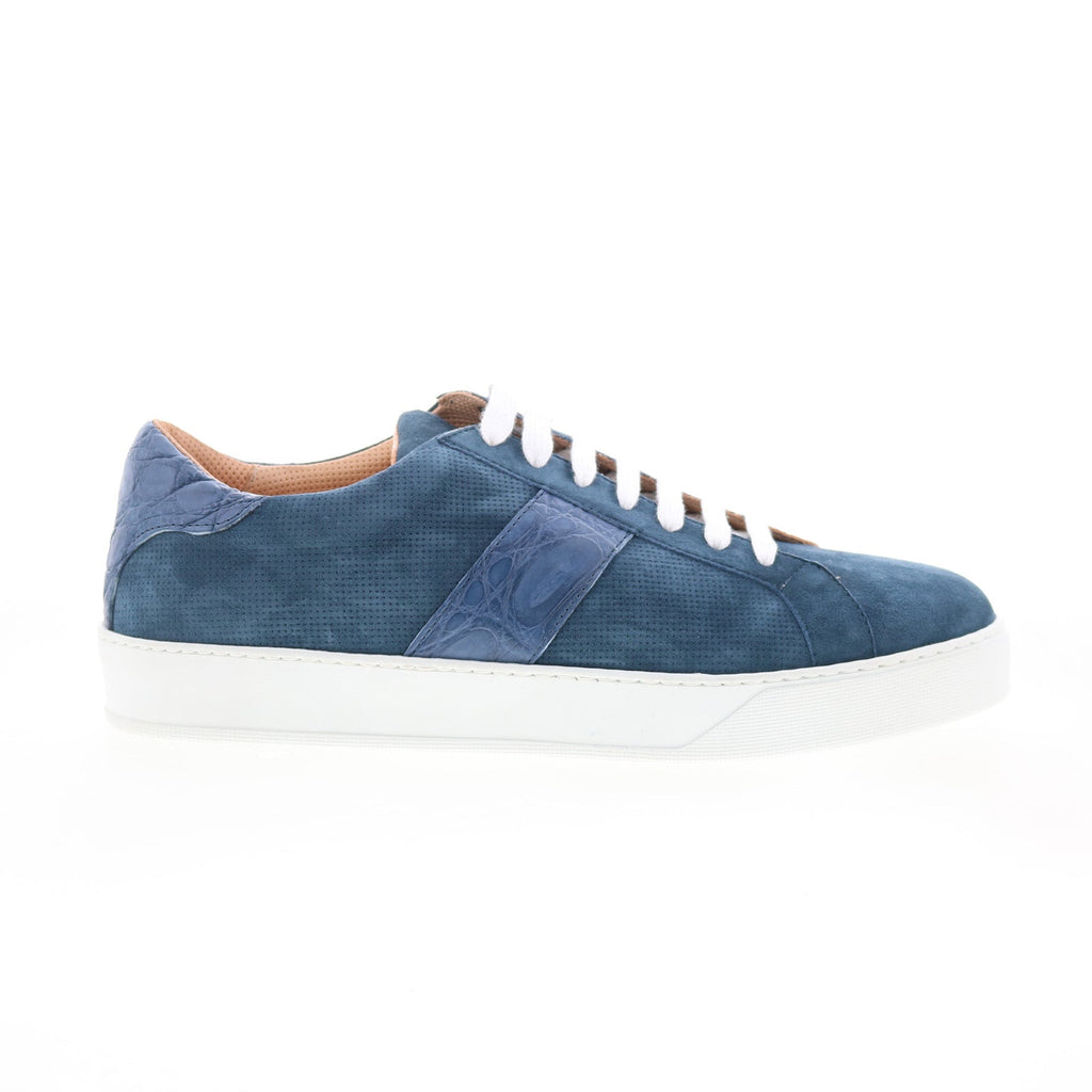 Zelli Italia Olympias Suede Calfskin Crocodile Mens Blue Sneakers Shoe ...