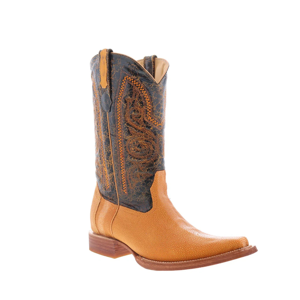 Los Altos Versage Polished Stingray Mens Brown Wide Cowboy Western Boo ...