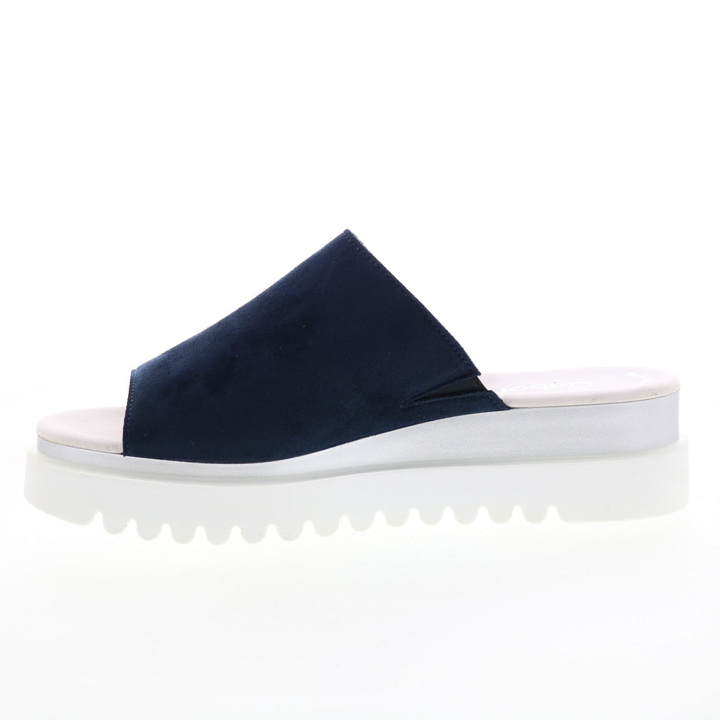 Gabor 84-613-46 Womens Blue Suede Slip On Slides Sandals Shoes - Ruze Shoes