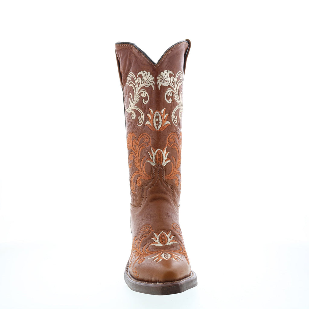Sage 9066 Womens Brown Leather Slip On Cowboy Western Boots - Ruze Shoes