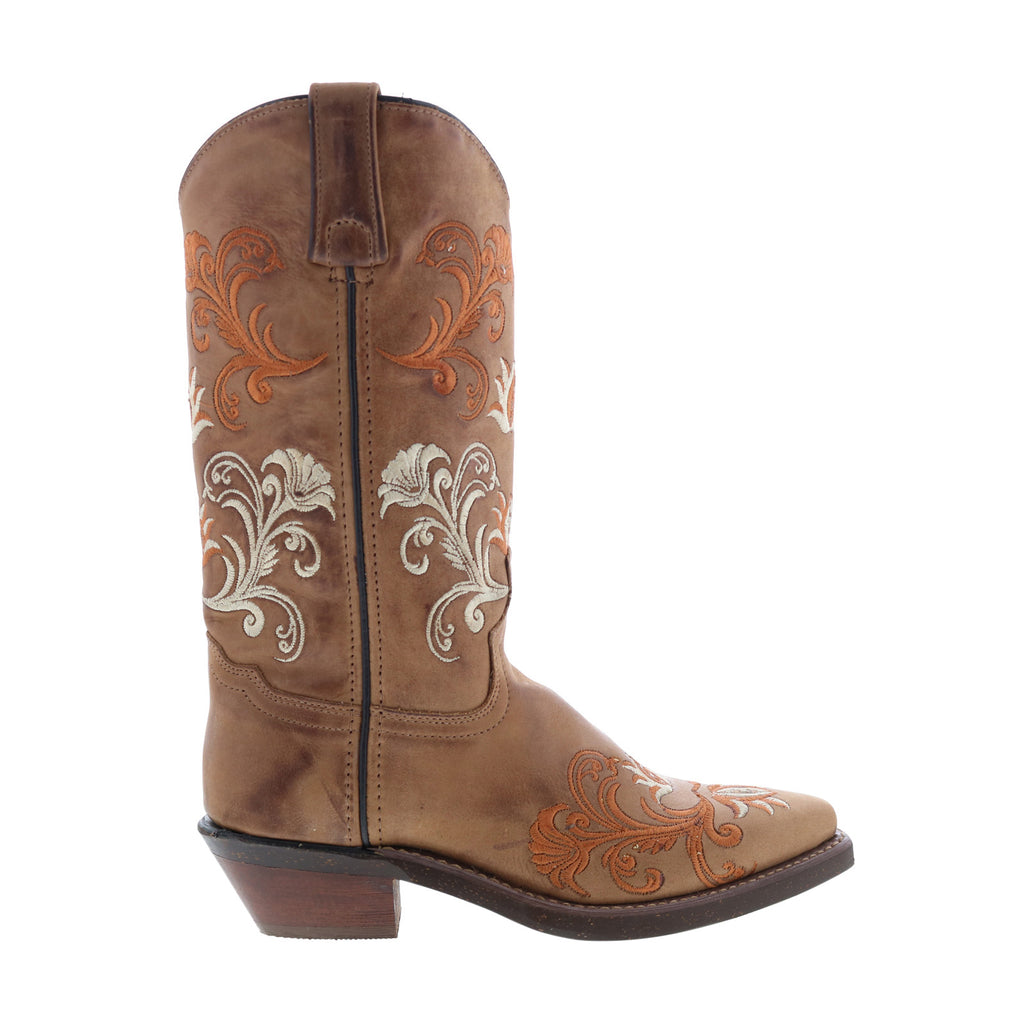 Sage 9072 Womens Brown Leather Slip On Cowboy Western Boots - Ruze Shoes