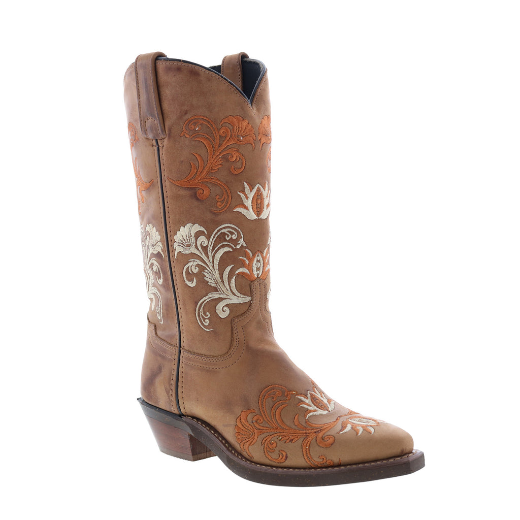 Sage 9072 Womens Brown Leather Slip On Cowboy Western Boots - Ruze Shoes