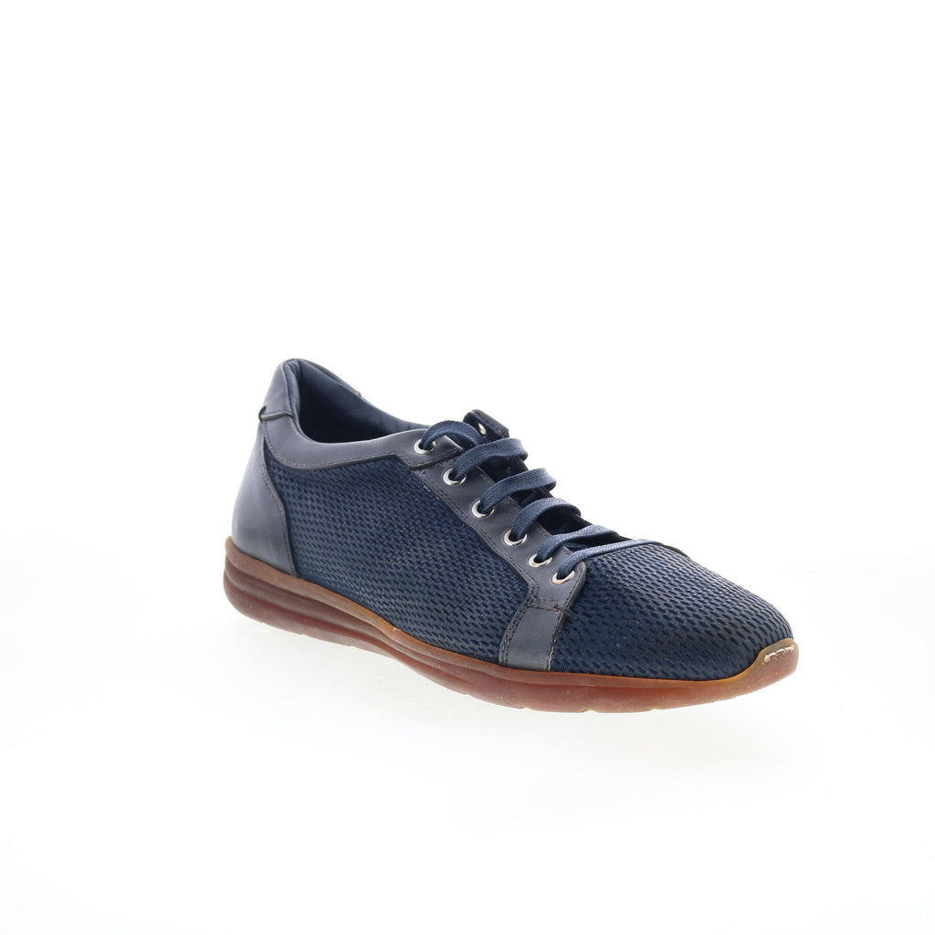 Di Bianco Bitetto Mens Blue Leather Lace Up Lifestyle Sneakers Shoes ...