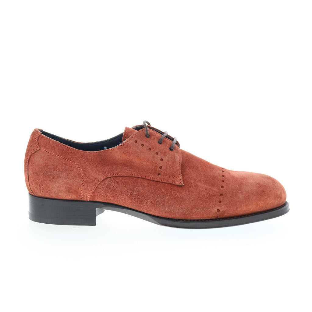Di Bianco Rho Mens Brown Suede Lace Up Oxfords & Lace Ups Plain Toe Sh ...