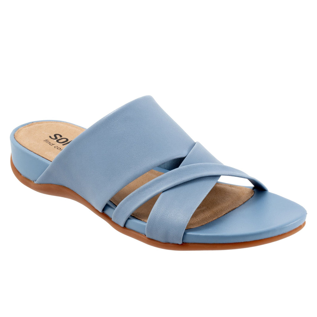 Softwalk Taraz S2320-443 Womens Blue Wide Leather Slip On Strap Sandal ...