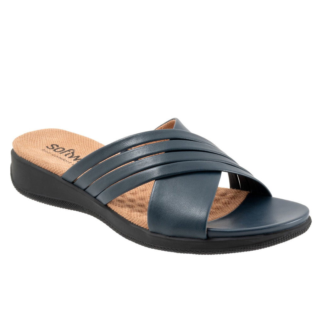 Softwalk Tillman 5.0 S2321-400 Womens Blue Wide Slides Sandals Shoes ...