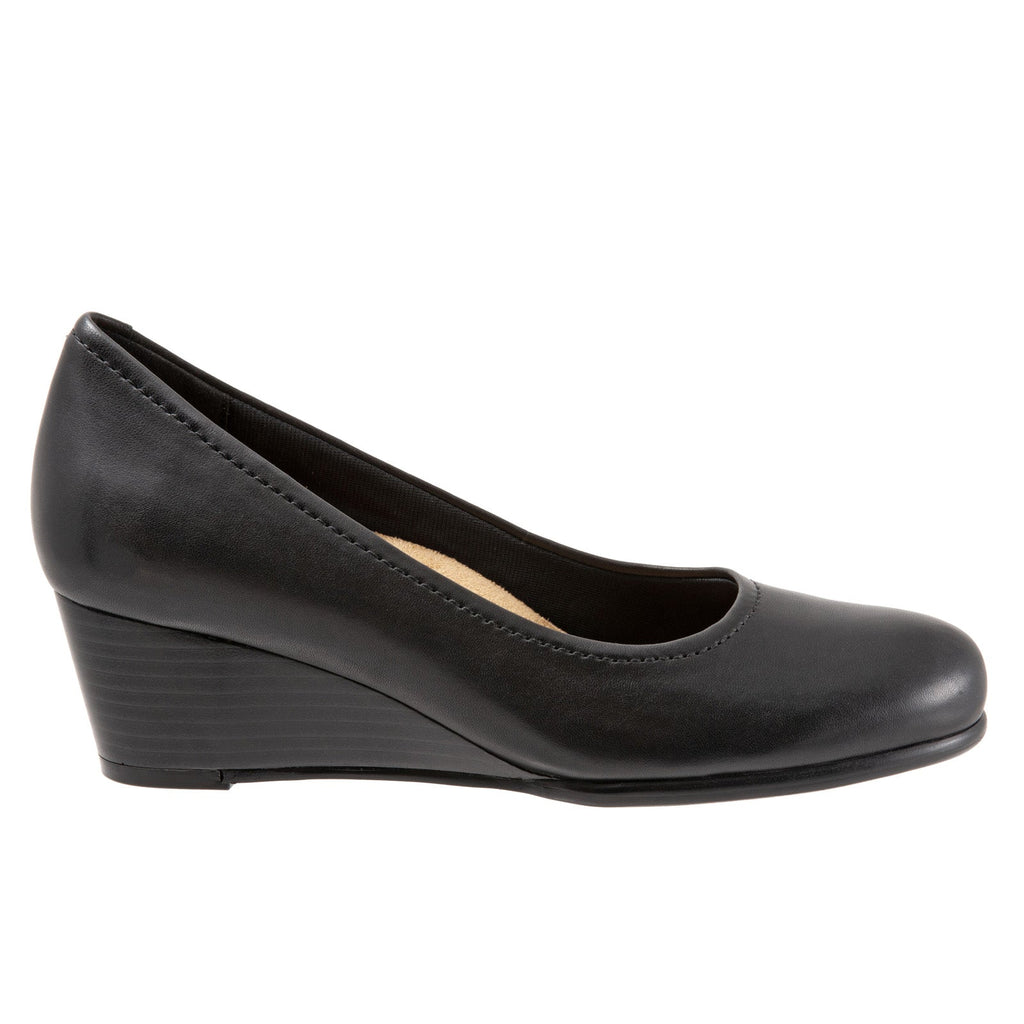 Trotters Winnie T1965-001 Womens Black Narrow Leather Wedges Heels Sho ...