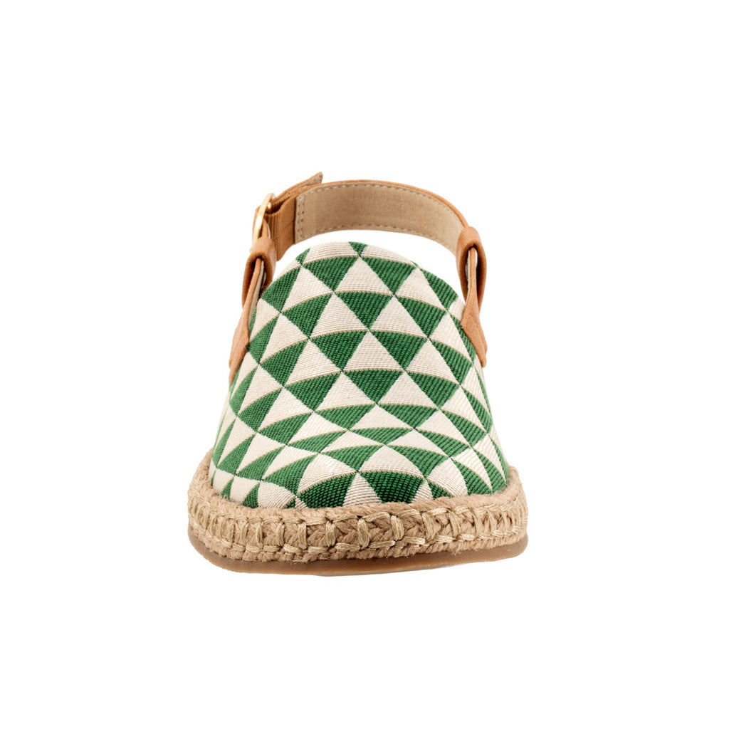 Trotters Paisley T2414-318 Womens Green Canvas Slingback Flats Shoes ...