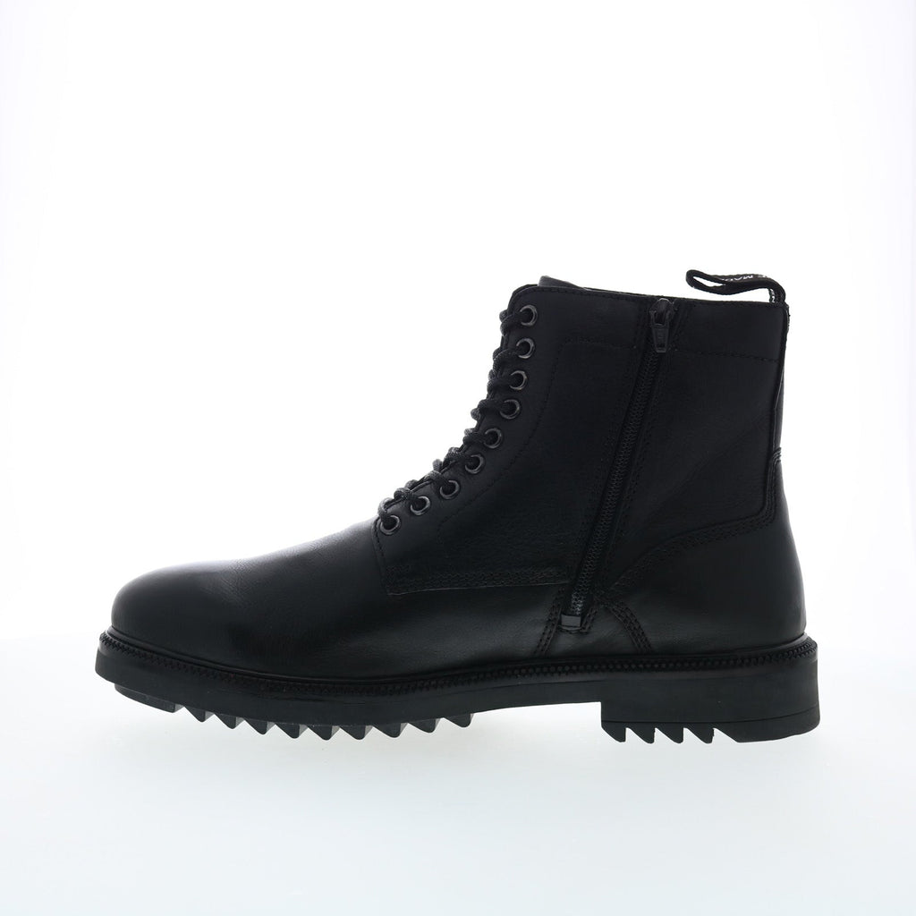 Steve Madden Abbas ABBA01M1 Mens Black Leather Lace Up Casual Dress Bo ...