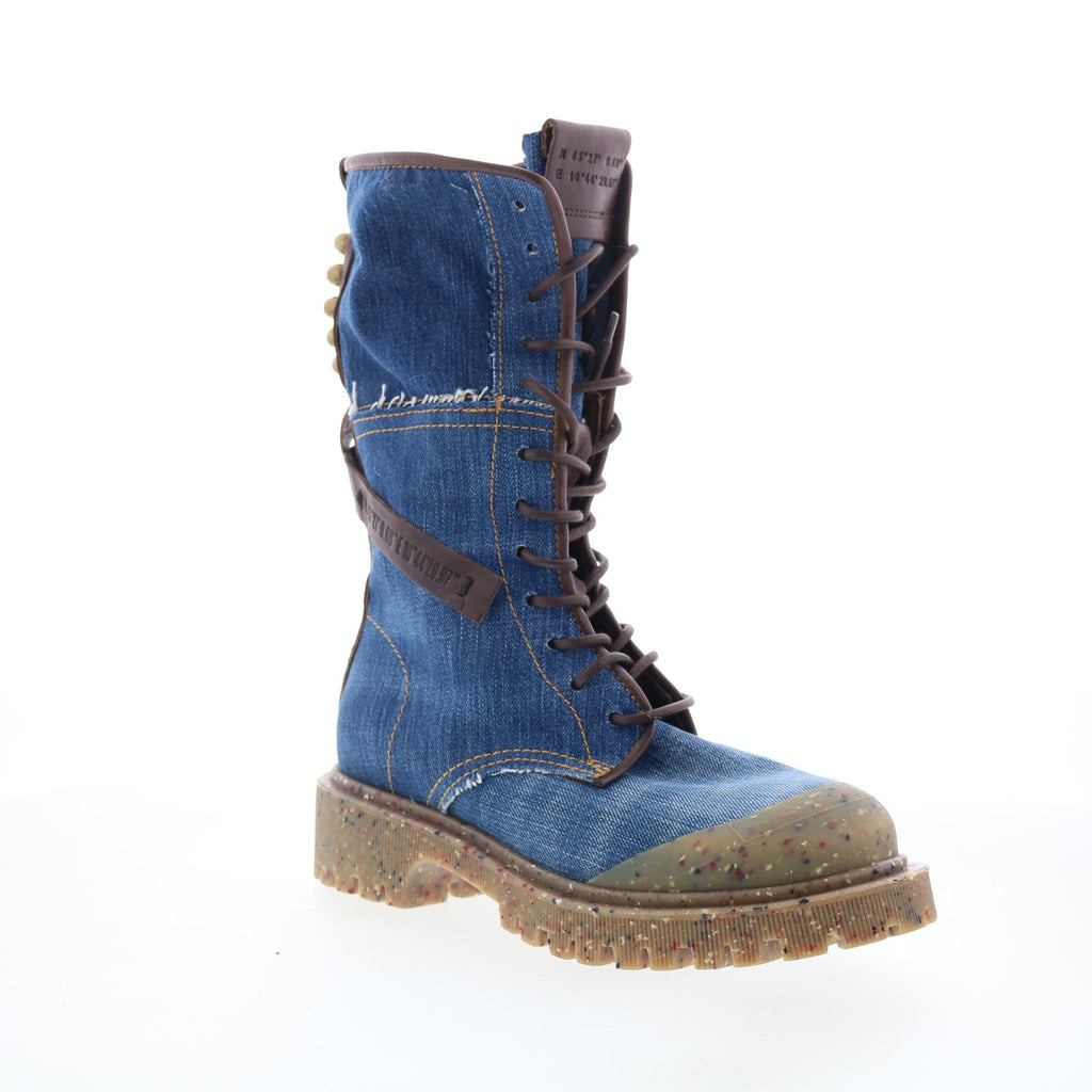 A.S. 98 Cambert Womens Blue Leather Lace Up Casual Dress Boots - Ruze Shoes