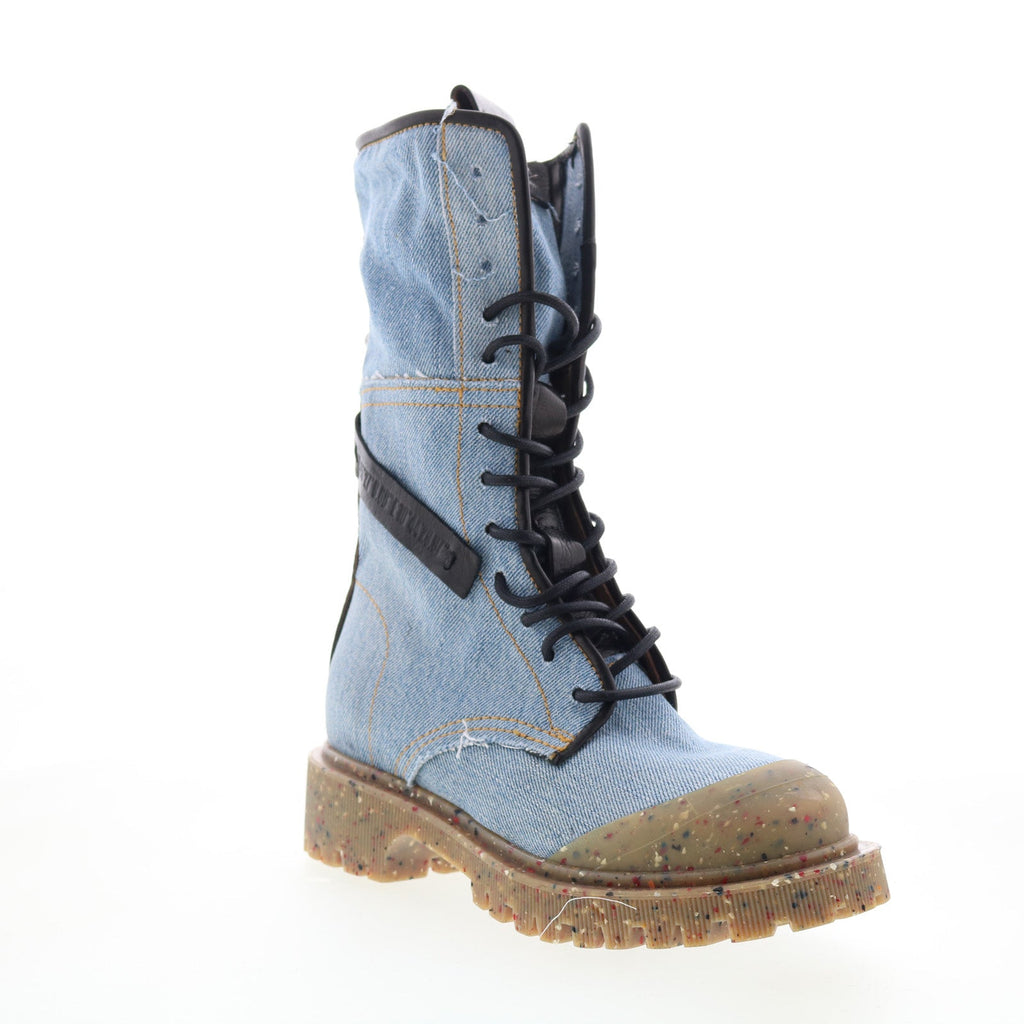 A.S. 98 Cambert Womens Blue Canvas Lace Up Casual Dress Boots - Ruze Shoes