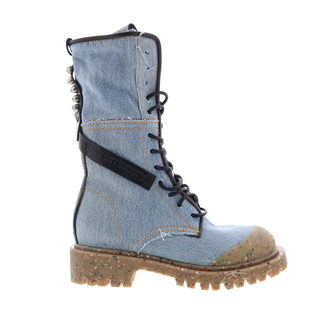 A.S. 98 Cambert Womens Blue Canvas Lace Up Casual Dress Boots - Ruze Shoes