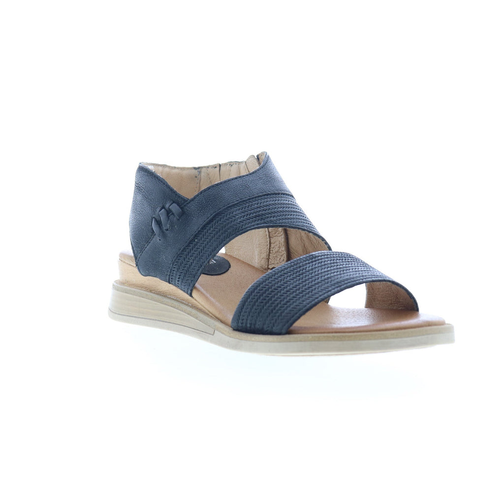 Miz Mooz Cece Womens Black Leather Zipper Wedges Sandals Shoes - Ruze Shoes