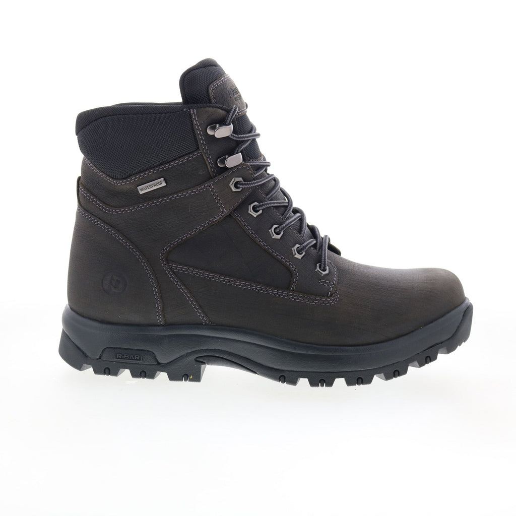 Dunham 8000Works Waterproof 6" Plain Toe Mens Gray Leather Work Boots ...