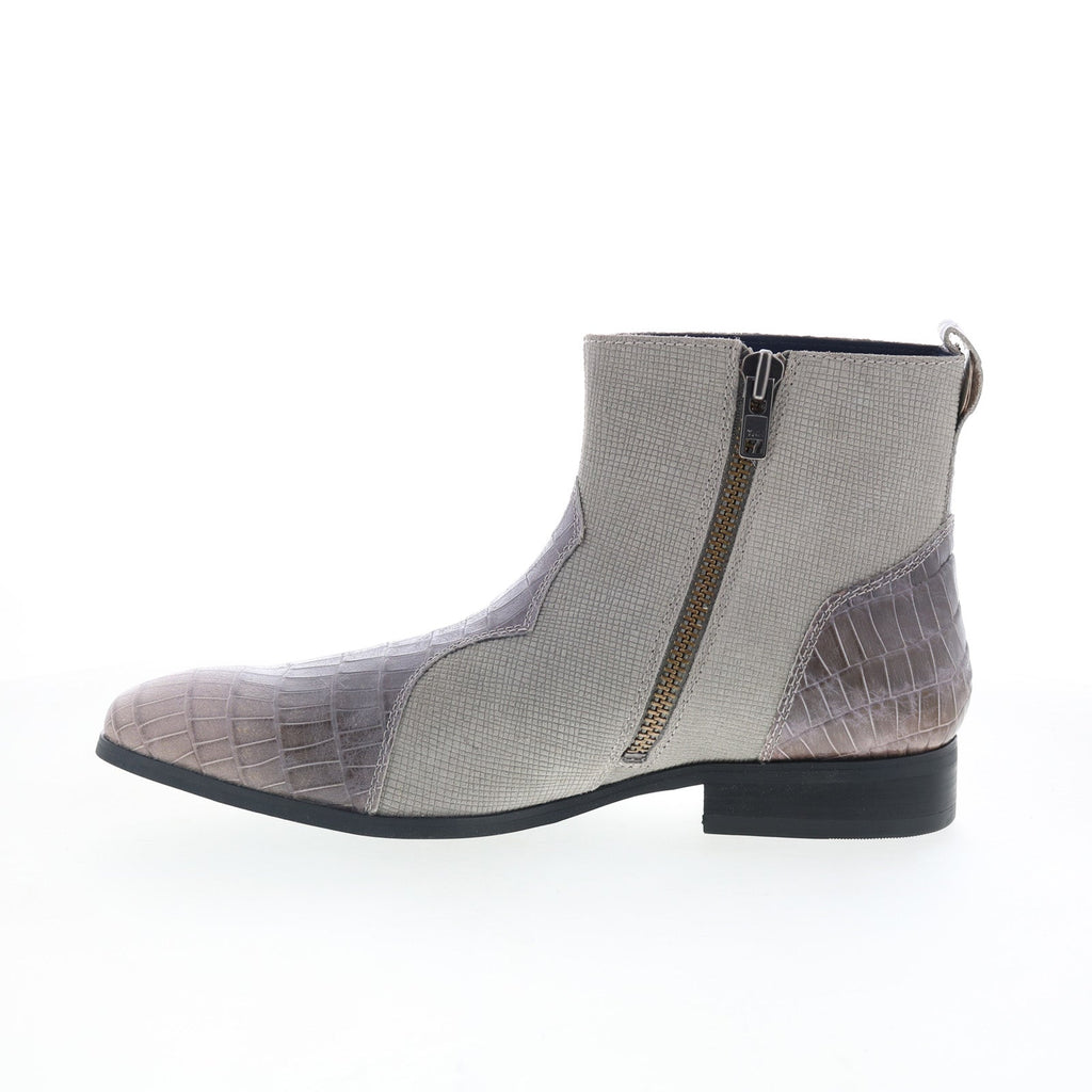 Dingo Dunn Ankle Boot DI-222 Mens Gray Leather Zipper Ankle Boots ...