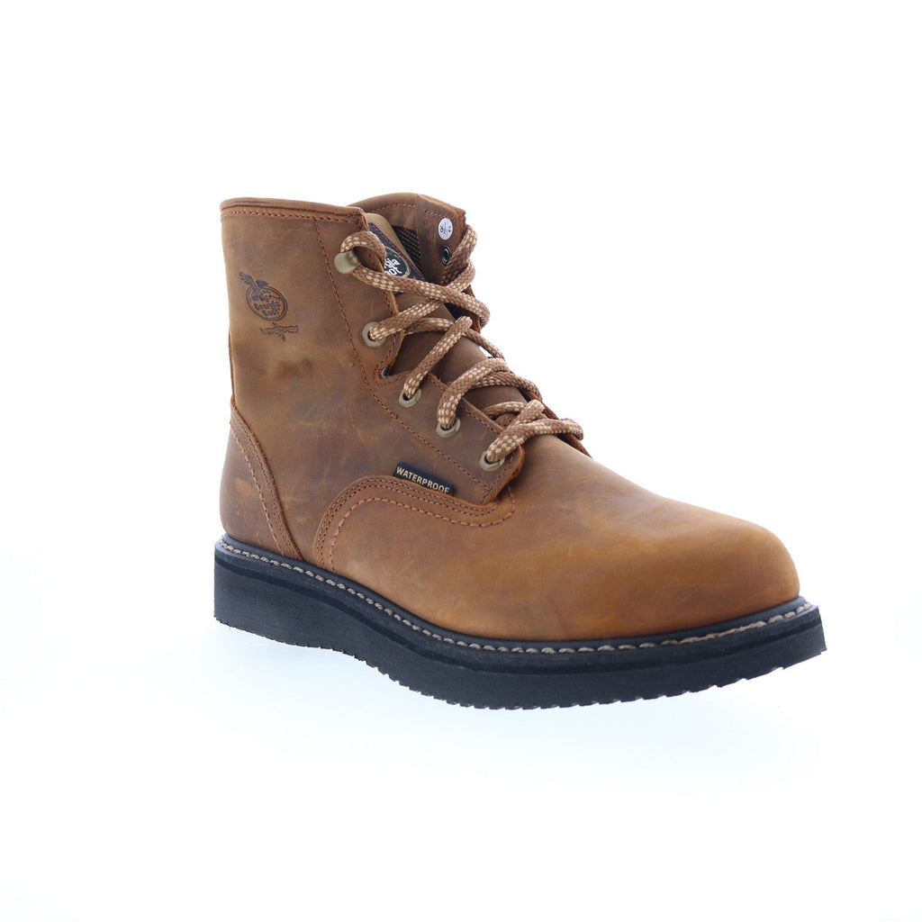 Georgia Boot Waterproof Wedge GB00124 Mens Brown Wide Work & Safety Bo ...