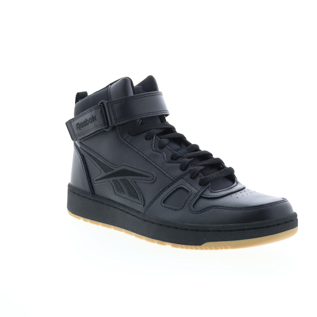 Reebok Resonator Mid Strap Mens Black Leather Lifestyle Sneakers Shoes ...