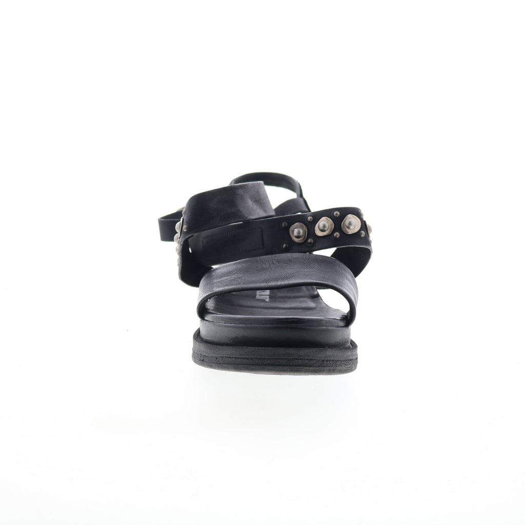 A.S. 98 Larkie Womens Black Leather Hook & Loop Platform Sandals Shoes ...