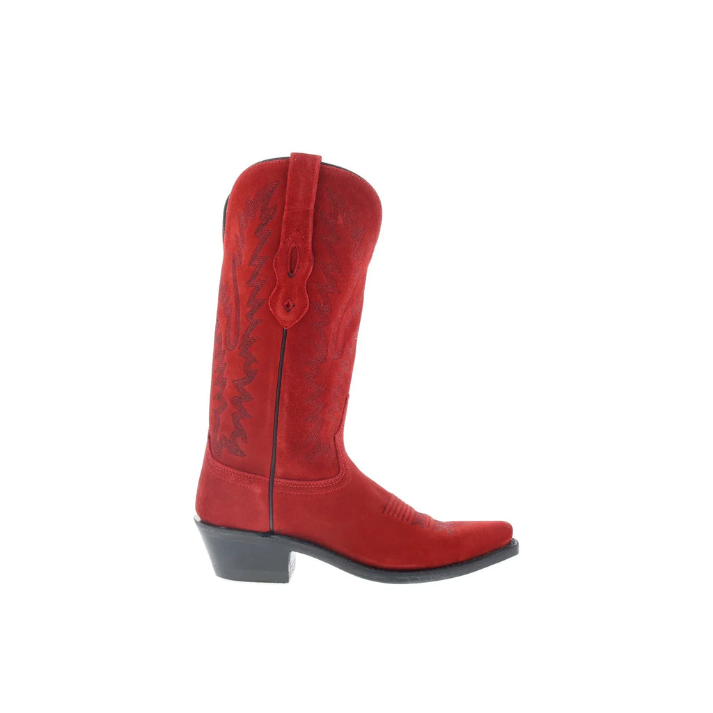 Jama Old West LF1519 Womens Red Suede Slip On Cowboy Western Boots ...