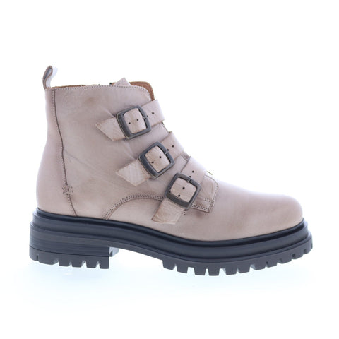 Miz Mooz Lorra Womens Beige Leather Zipper Casual Dress Boots - Ruze Shoes