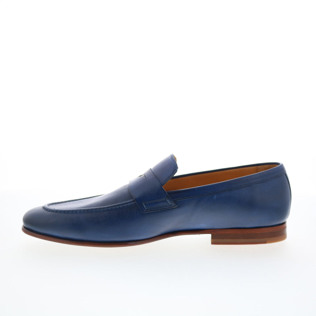 Mezlan Mez51 Mens Blue Leather Loafers & Slip Ons Penny Shoes - Ruze Shoes