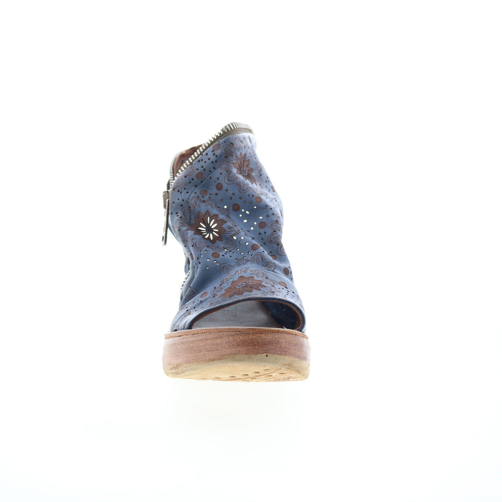 A.S. 98 Naylor Floral Womens Blue Leather Zipper Wedges Sandals Shoes ...