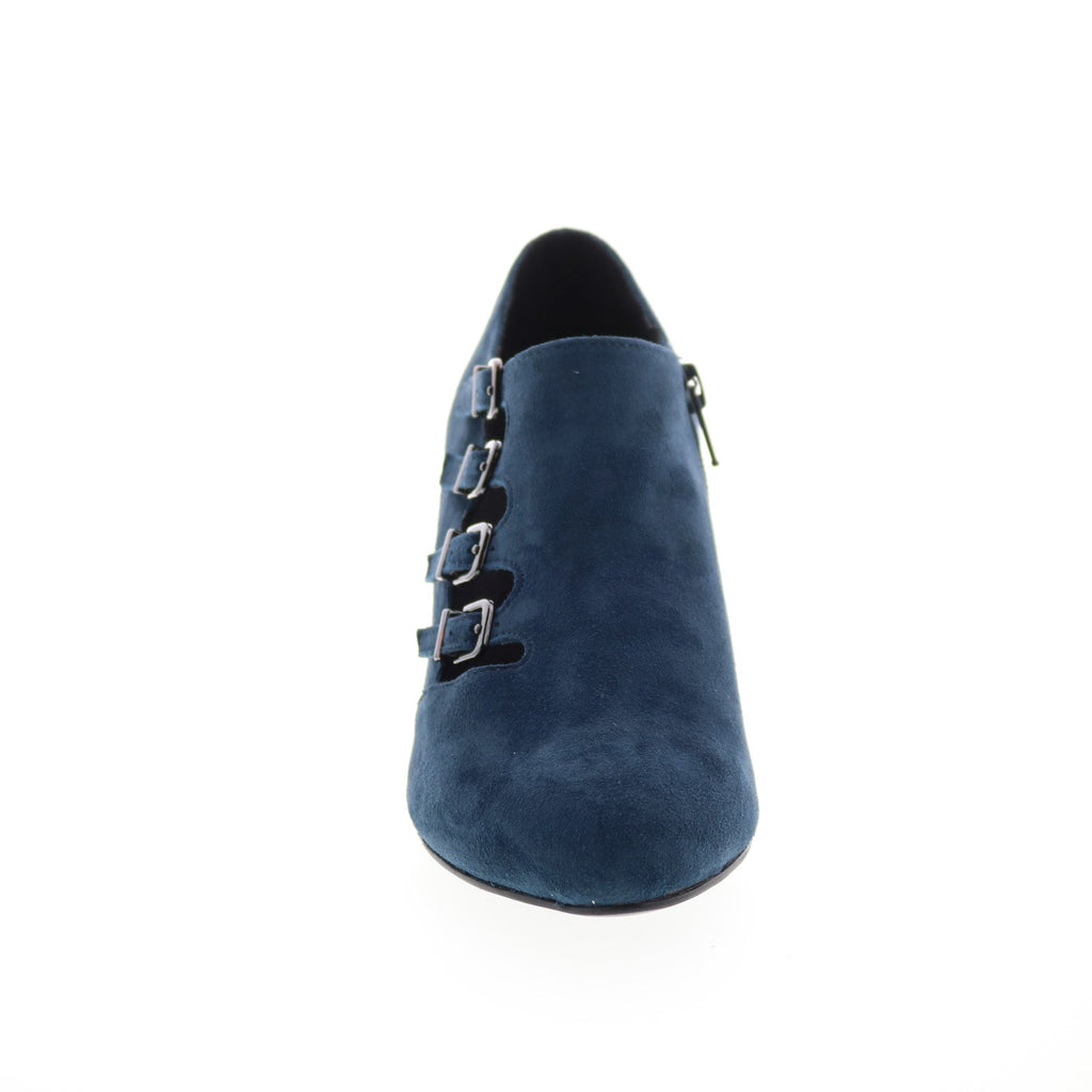 David Tate Pause Womens Blue Extra Wide Suede Zipper Ankle & Booties B ...