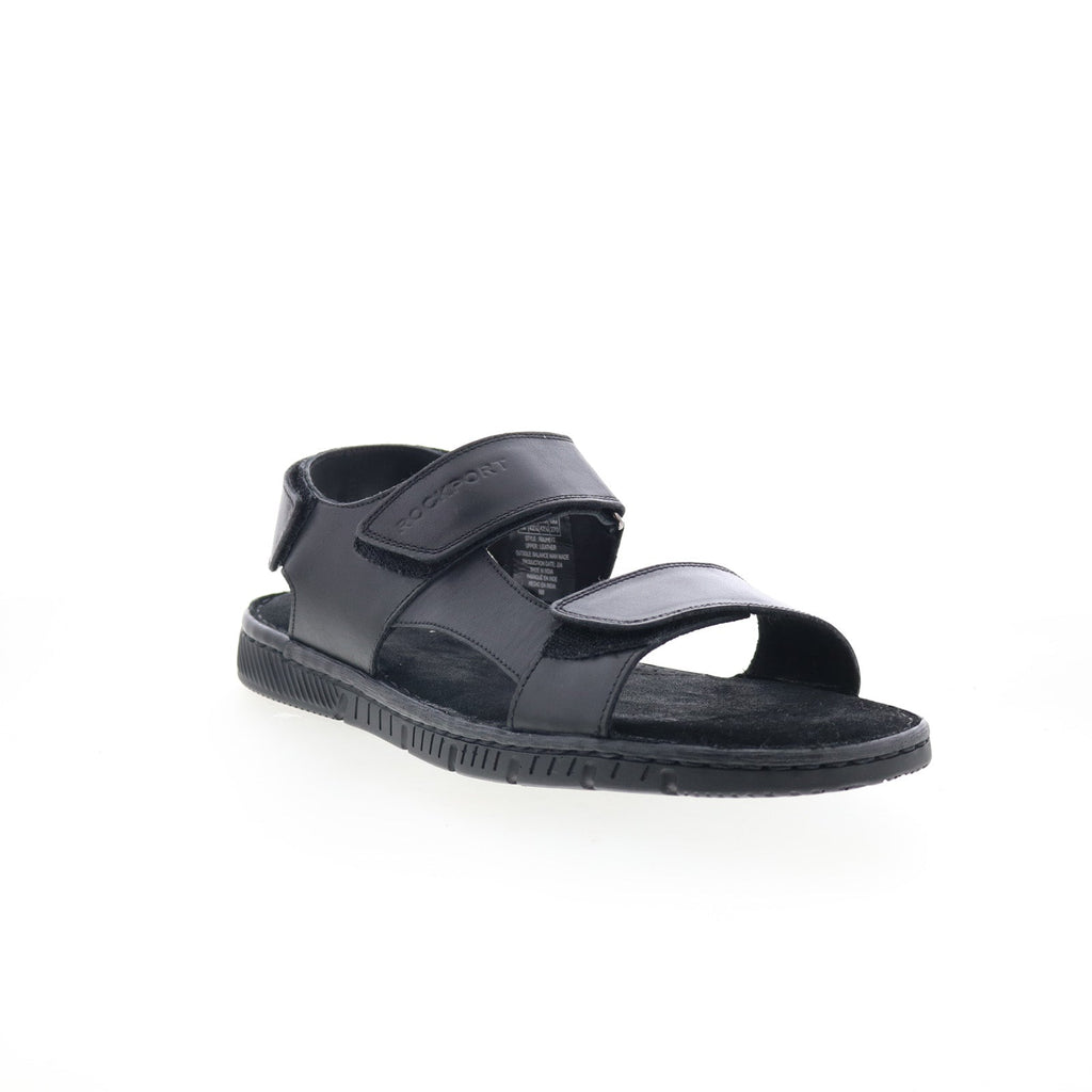 Rockport Jhett RMJHETT Mens Black Leather Strap Sport Sandals Shoes ...