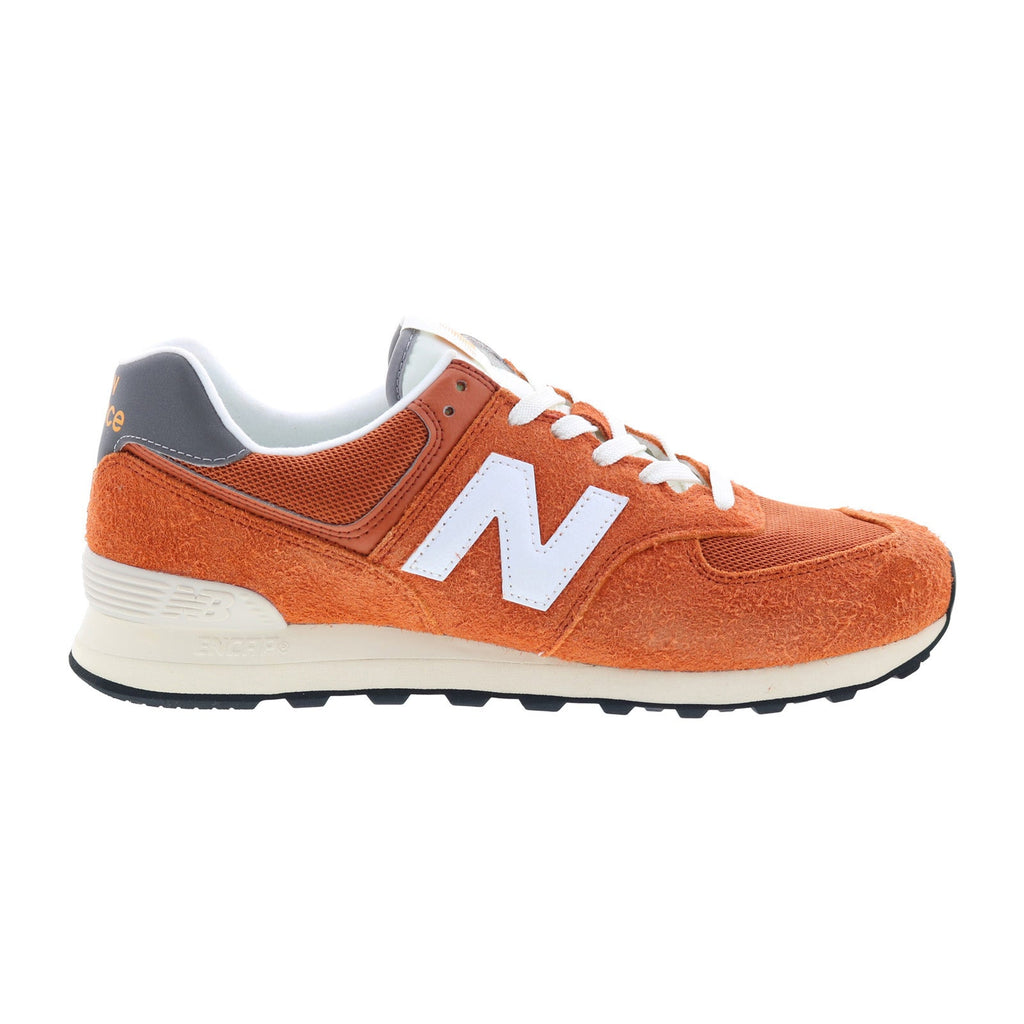 New Balance 574 U574HT2 Mens Orange Suede Lace Up Lifestyle Sneakers S ...