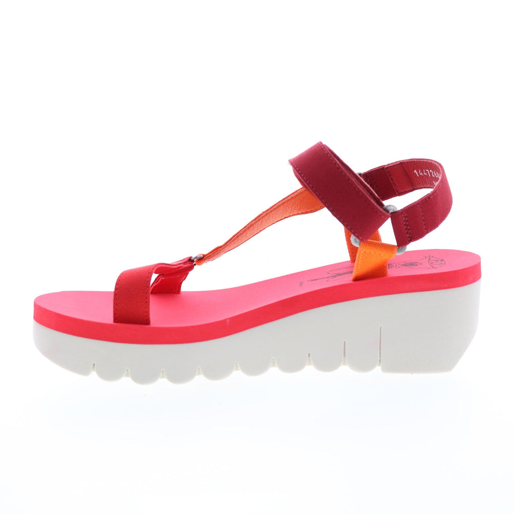 Fly London Yefa YEFA726FLY-005 Womens Red Leather Wedges Sandals Shoes ...