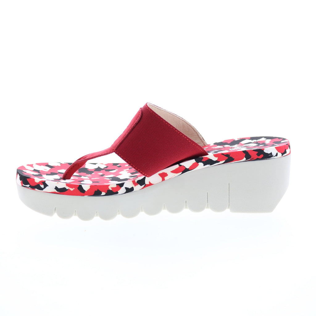 Fly London Yomu YOMU725FLY-007 Womens Red Leather Slip On Wedges Sanda ...