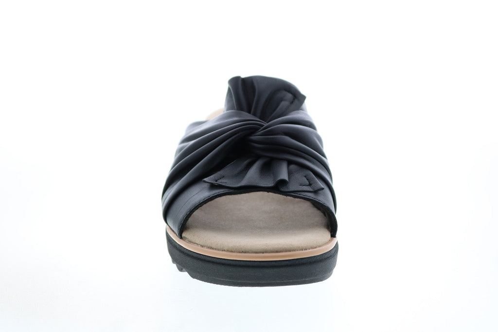 Clarks Jillian Leap 26150026 Womens Black Leather Slides Sandals Shoes ...