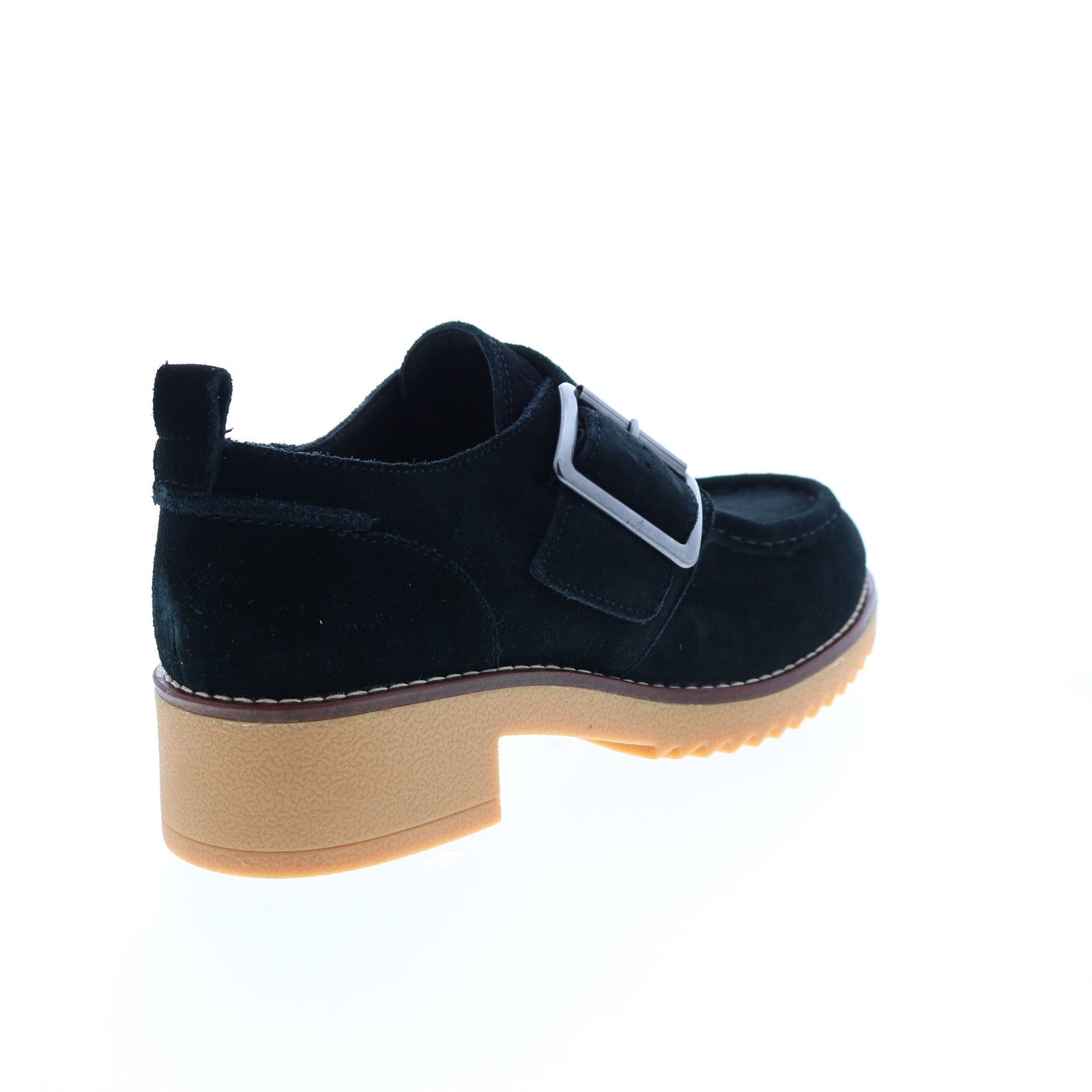 Clarks Eden Mid Monk 26161317 Womens Black Suede Block Heels Shoes ...