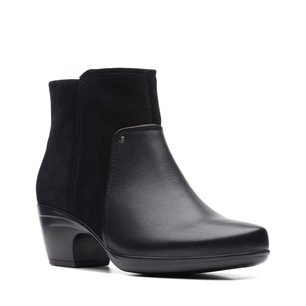 Clarks Emily Low Boot 26162098 Womens Black Leather Ankle & Booties Bo ...