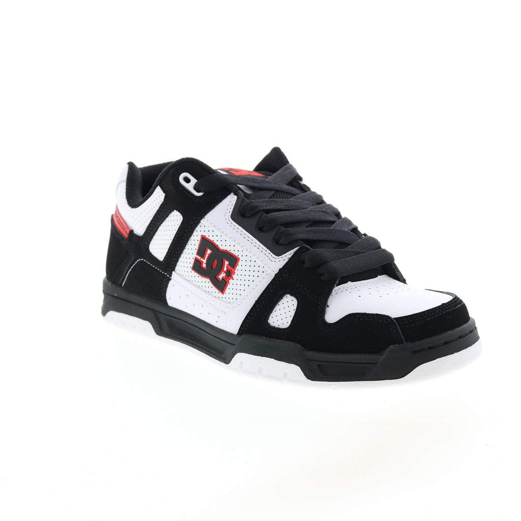 DC Stag 320188-WBD Mens Black Leather Lace Up Skate Inspired Sneakers ...