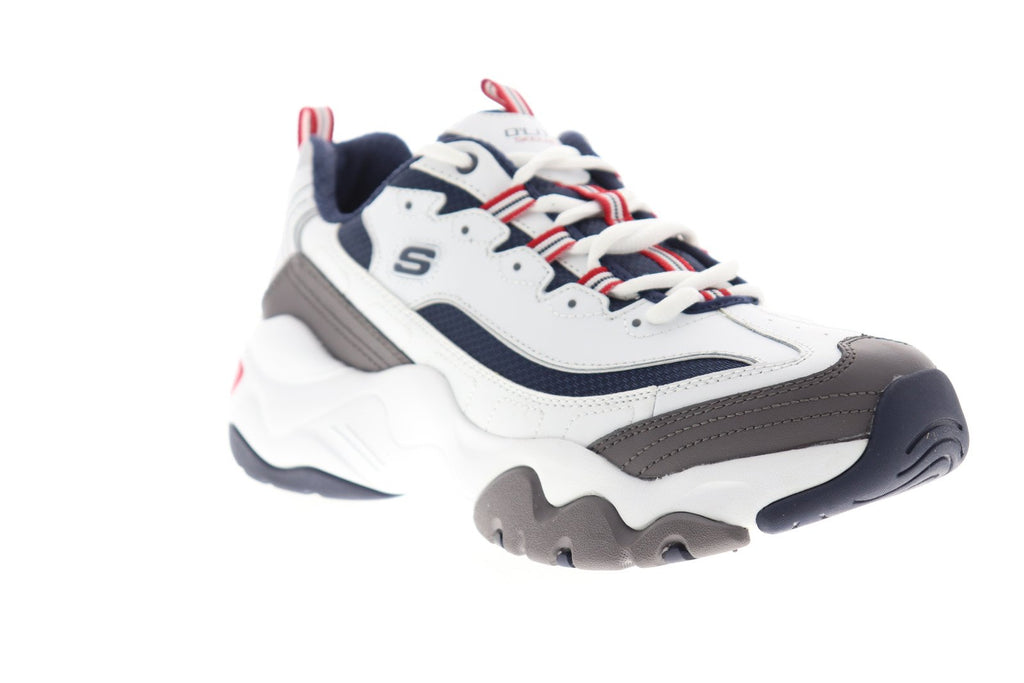 Skechers D'Lites 3 Merriton 52684 Mens White Leather Lifestyle Sneaker ...