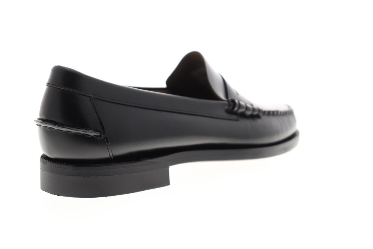 Sebago Classic Dan Mens Black Leather Loafers & Slip Ons Penny Shoes ...
